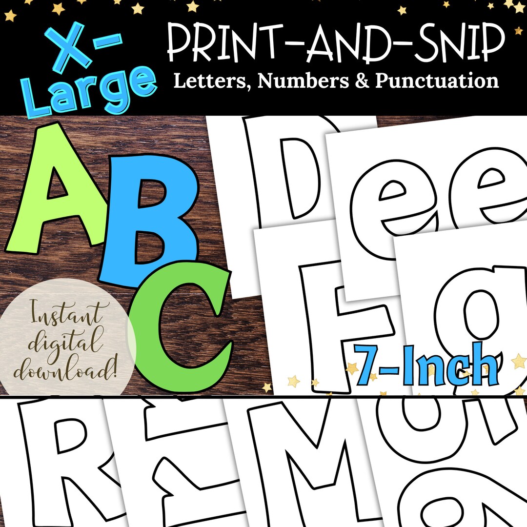 Bulletin Board Letters, Black Outline, Large 7 Inch Set, Sign & Banner ...