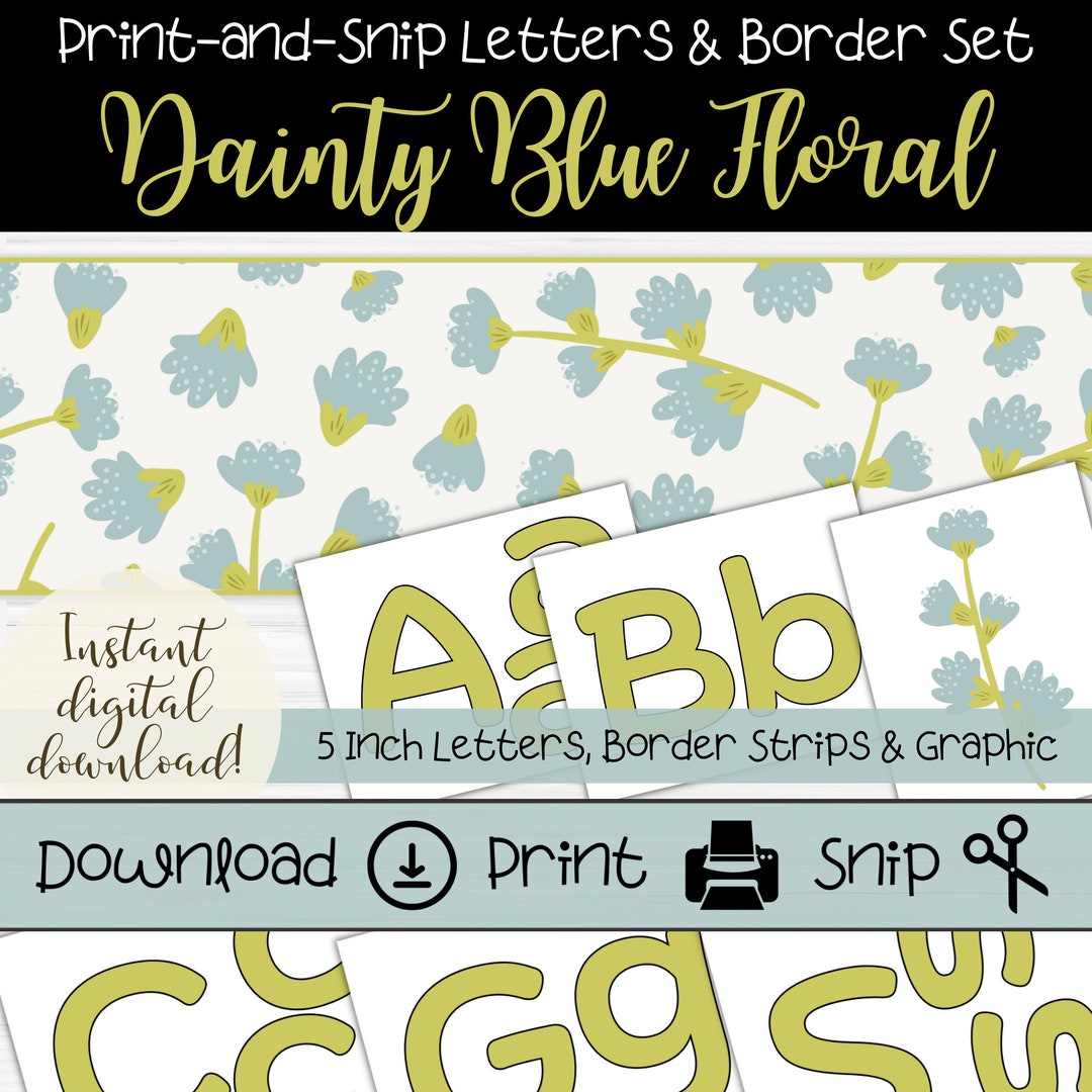 Spring Floral Bulletin Board Set | Printable Border & Letters | Blue ...