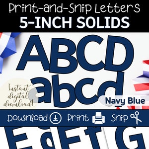 Navy Blue Letter Set, Printable Bulletin Board & Sign Letters, Dark ...