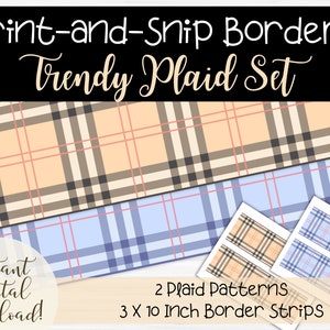 Plaid Bulletin Board Borders: Neutral Classroom Decor (digital Download ...