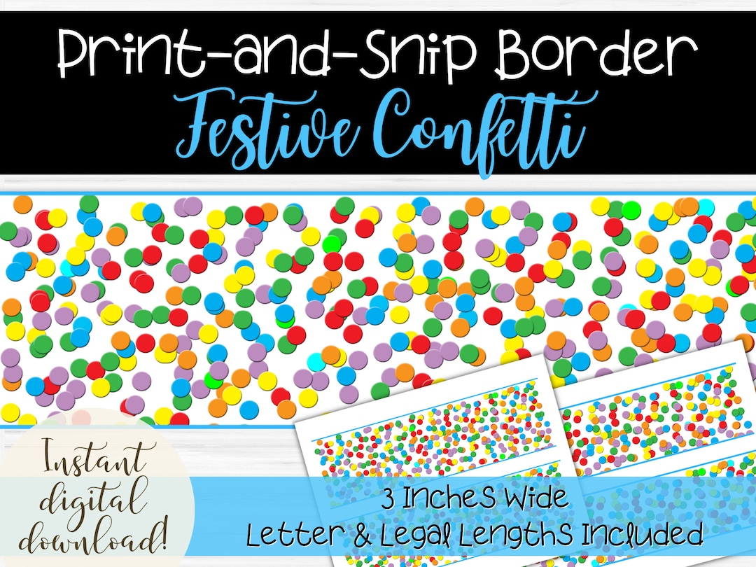 Bulletin Board Border in Confetti Print Printable Trim for - Etsy