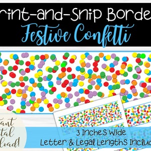 Bulletin Board Border in Confetti Print, Printable Trim for Classroom ...
