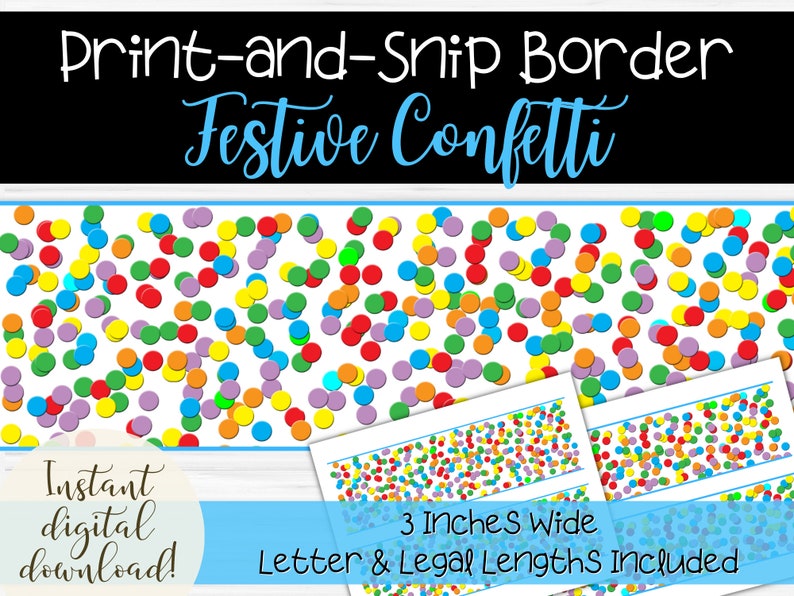 Bulletin Board Border in Confetti Print, Printable Trim for Classroom ...