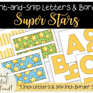 Star Bulletin Board Set: Yellow Letters and Borders (digital Download ...
