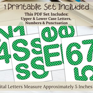 Green Bulletin Board Letters | White & Green Polka Dots | Printable ...