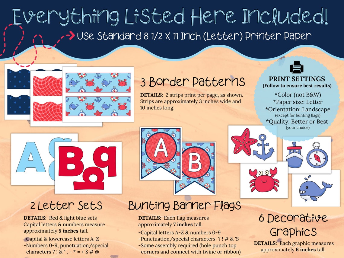 Nautical Bulletin Board Set, Printable Classroom Board Kit, Letters ...