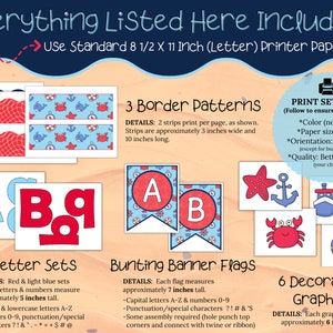 Nautical Bulletin Board Set, Coastal Sea Theme, Printable Classroom Kit ...