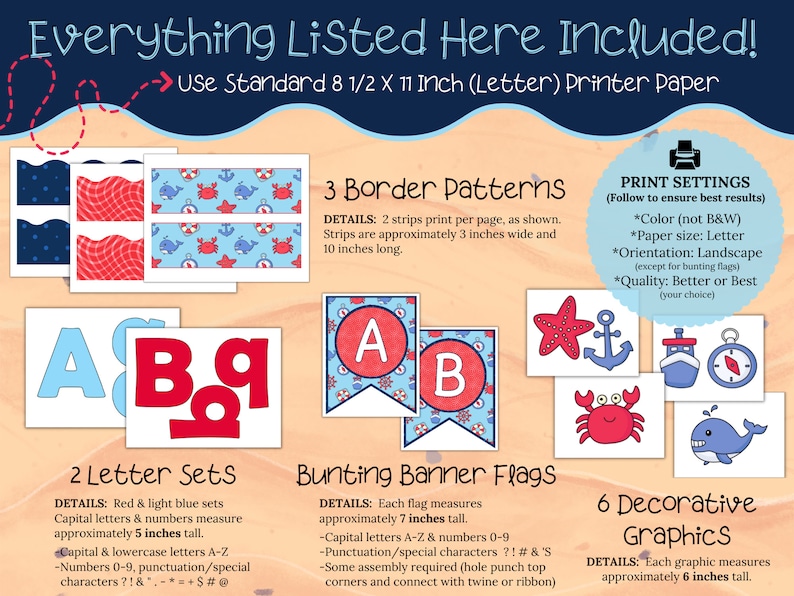 Nautical Bulletin Board Set, Printable Classroom Board Kit, Letters ...