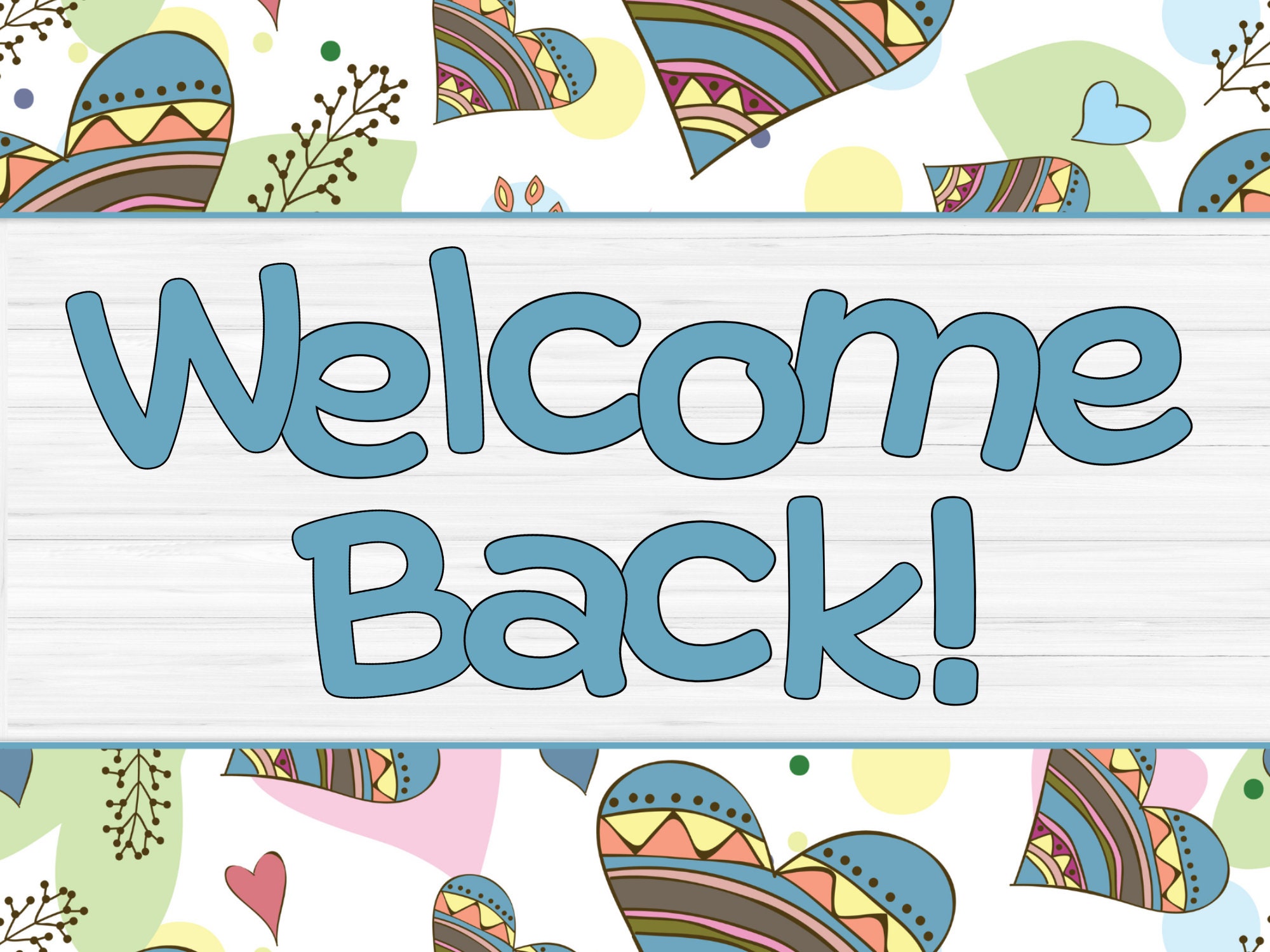 Printable Bulletin Board Border and Letter Set in Boho Hearts Pattern ...