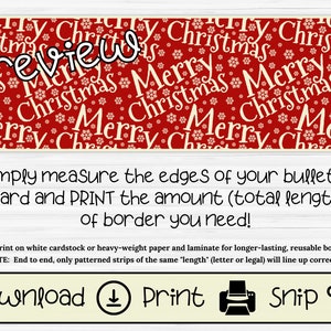 Merry Christmas Bulletin Board Border | Printable Holiday Border Strips ...