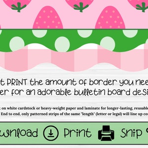 Strawberry Bulletin Board Border Set | Printable Trim | Cute Pink ...
