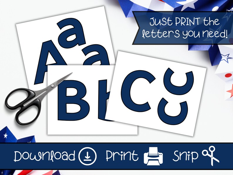 Navy Blue Letter Set, Printable Bulletin Board & Sign Letters, Dark ...