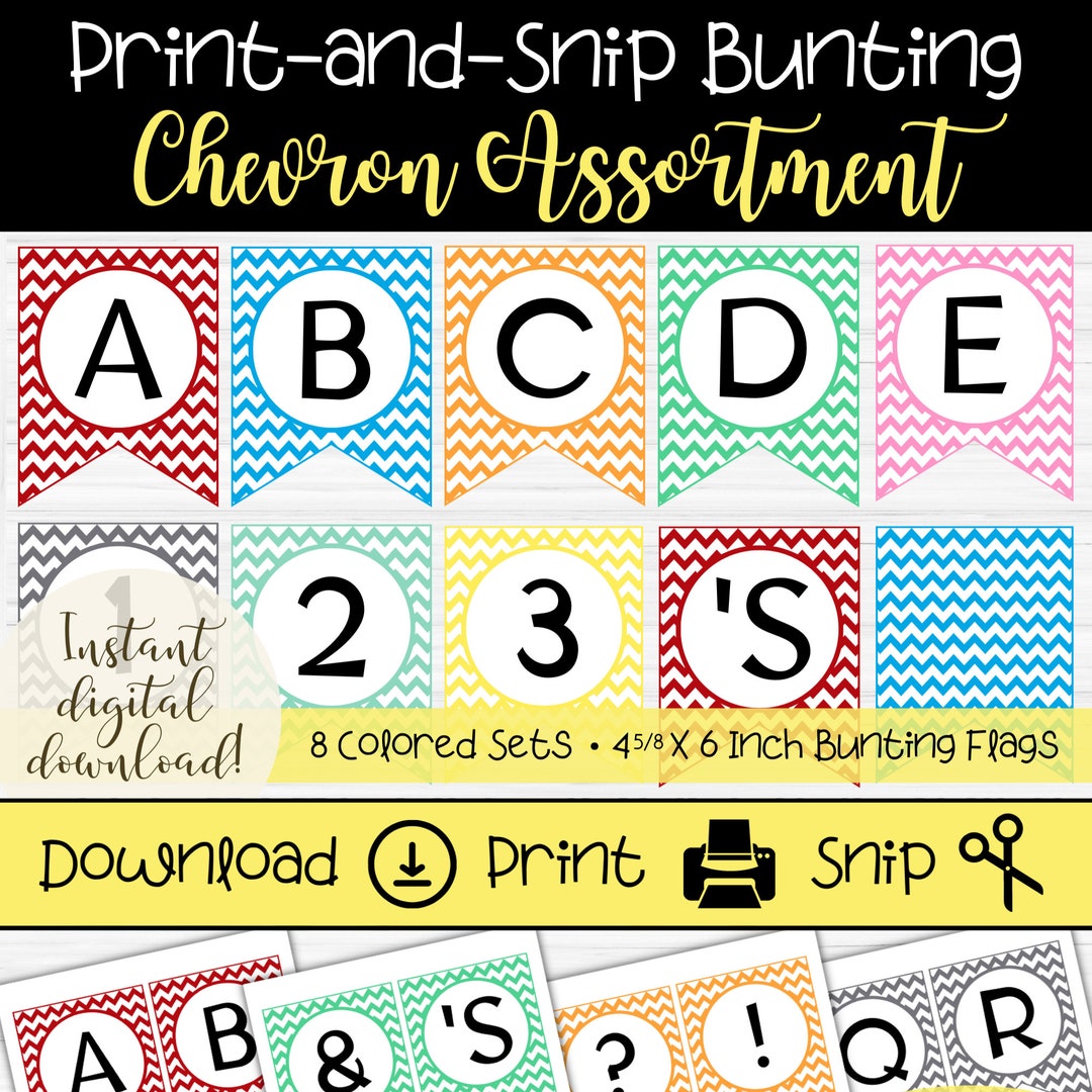 Chevron Bunting Banner Flags | Printable Bunting for Classroom Bulletin ...