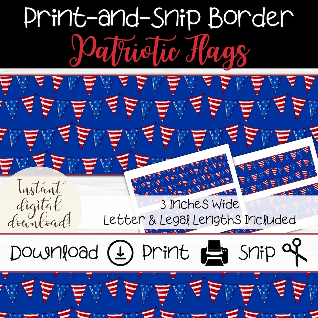 Printable Patriotic Bulletin Board Border and Trim for July 4th Party ...