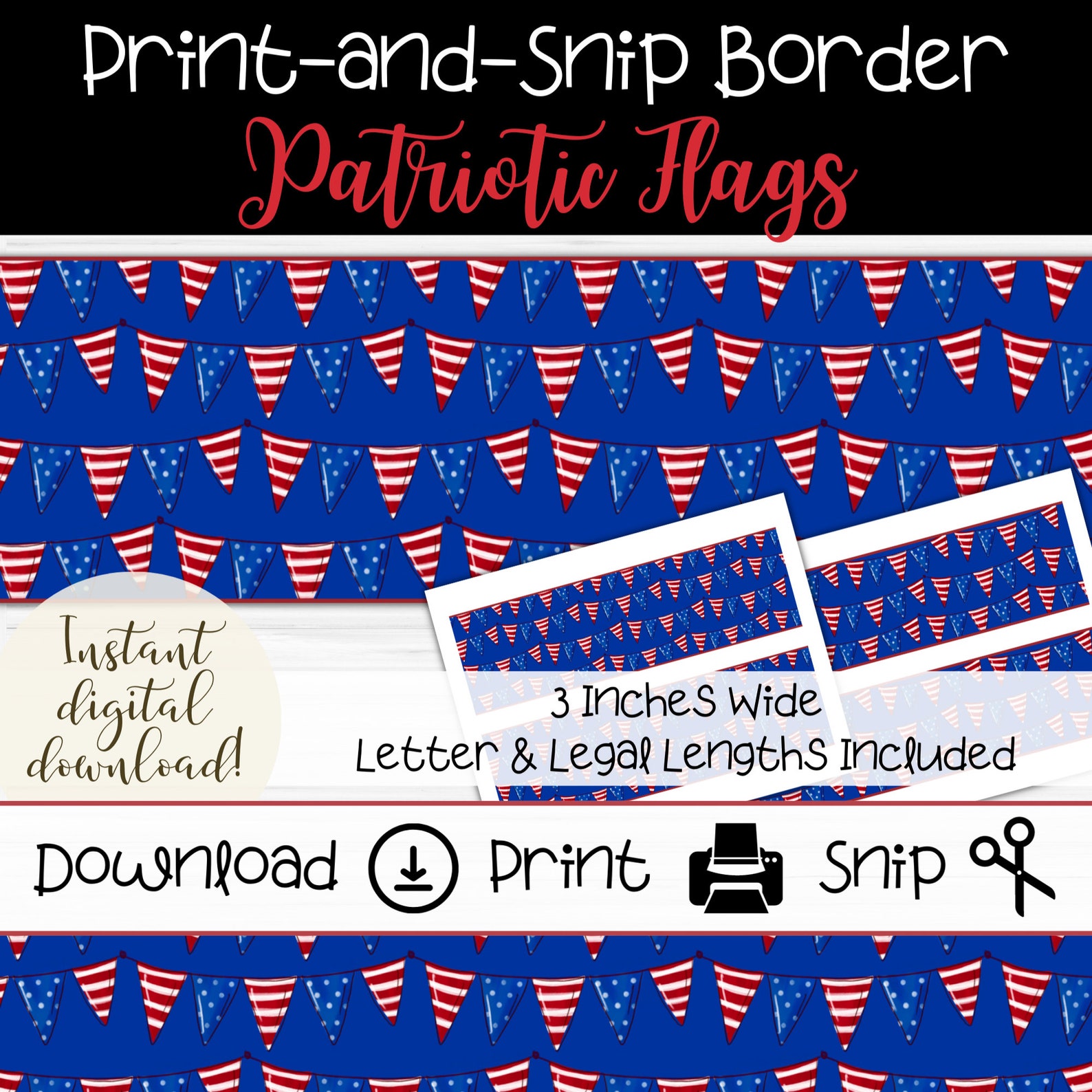 Printable Patriotic Bulletin Board Border and Trim for July 4th Party ...