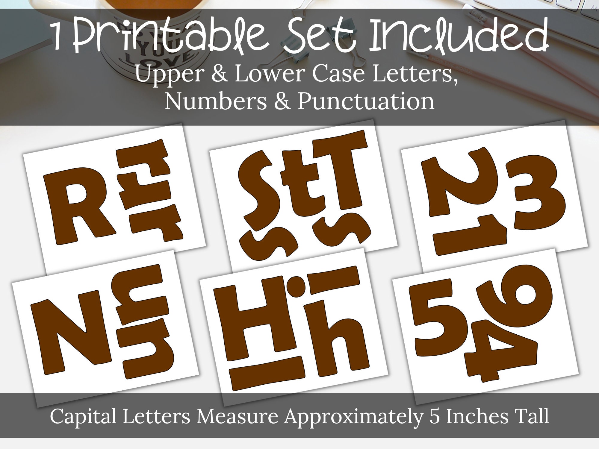 Brown Bulletin Board Letters: Printable Classroom Decor (digital ...