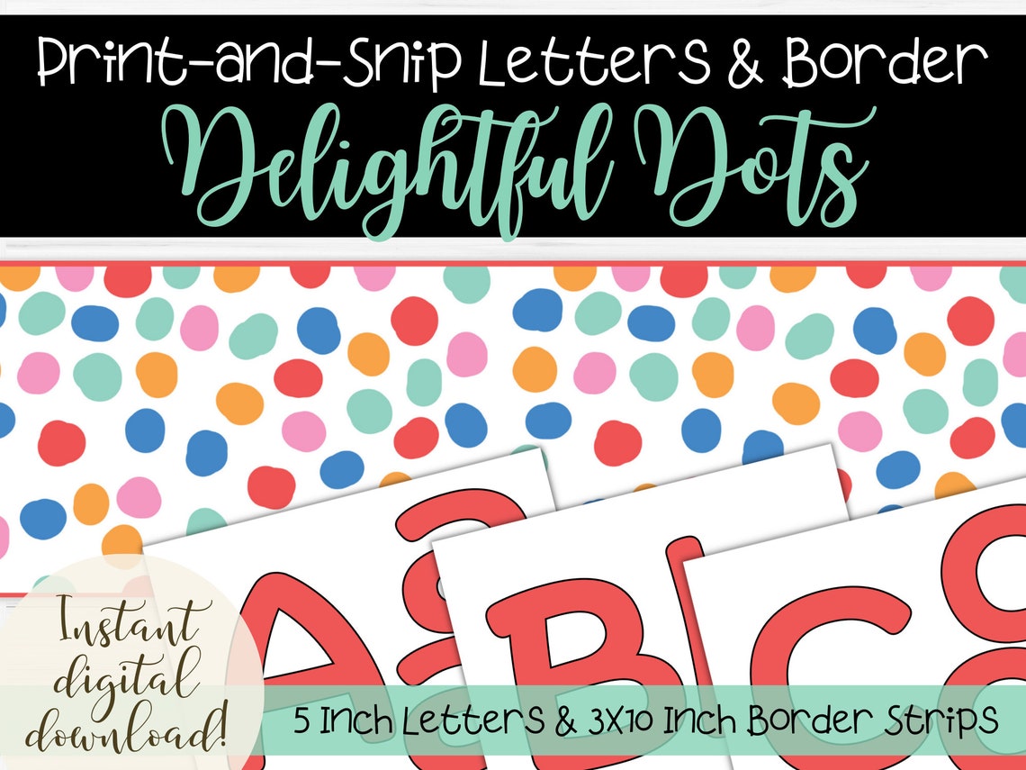 Bulletin Board Letters and Border Set in Delightful Dots Trim - Etsy