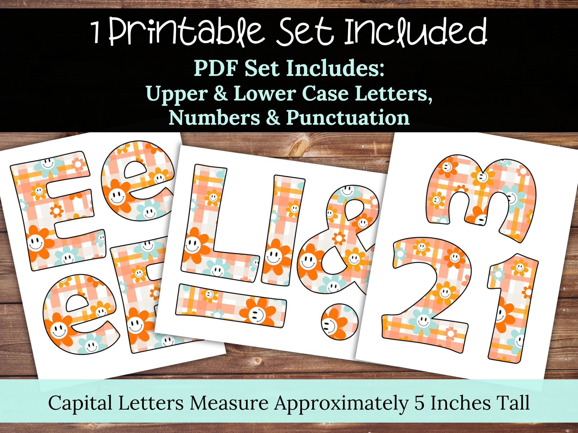 Retro Daisy Bulletin Board Letter Set Printable Letters for Classroom ...