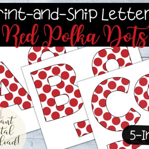 Red Polka Dot Letters Printable Red Bulletin Board Letter Set 5 Inch ...