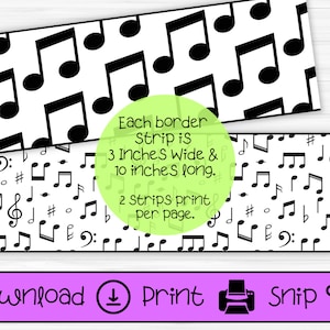 Music Notes Bulletin Board Border Strips | Printable Music Borders ...