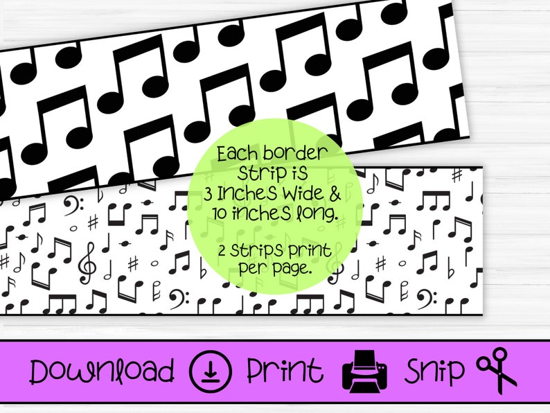 Music Notes Bulletin Board Border Strips Printable Music Borders ...