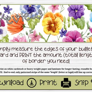 Printable Bulletin Board Border in Spring Garden Botanicals Print ...