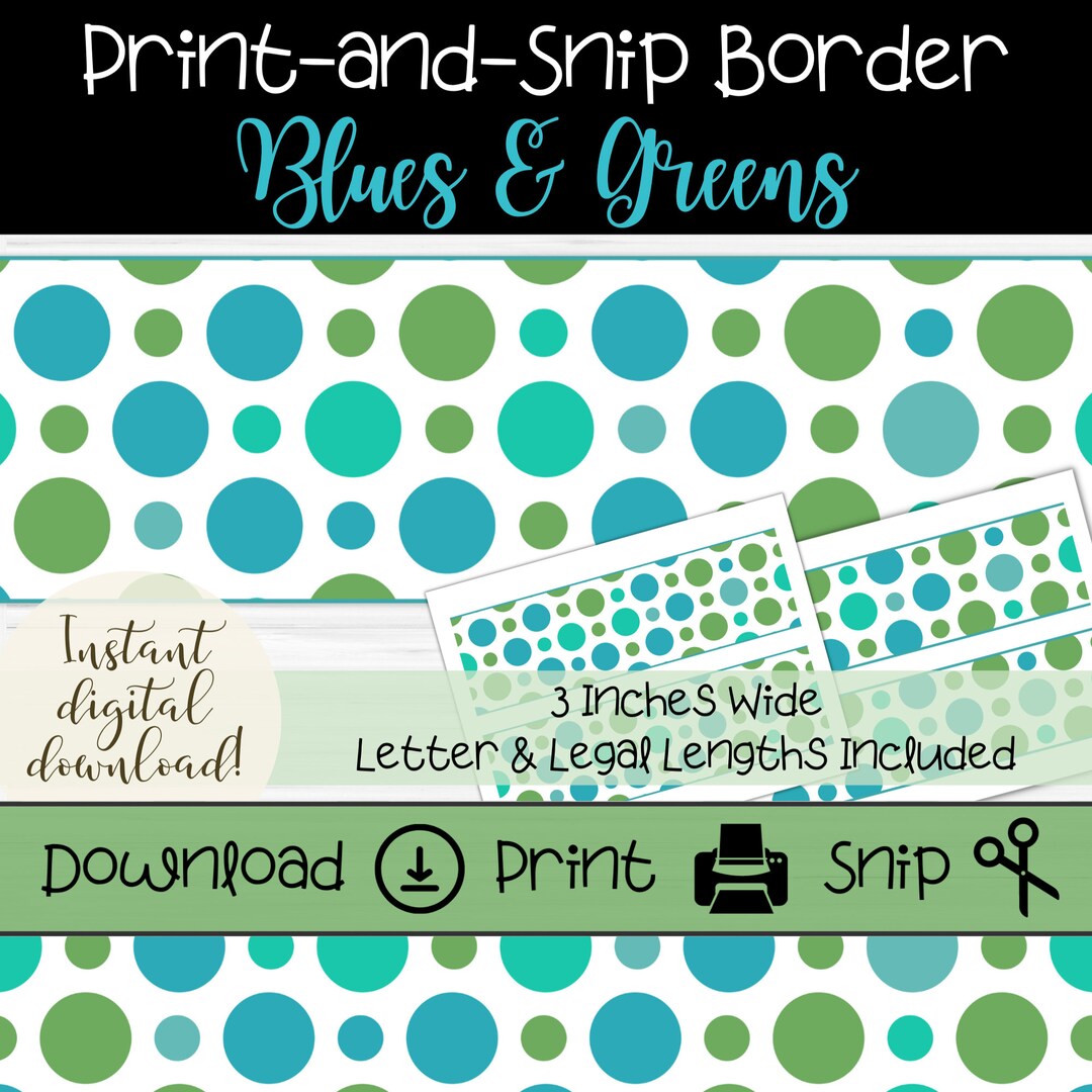 Bulletin Board Border | Green & Blue Polka Dot Theme | Printable Border ...
