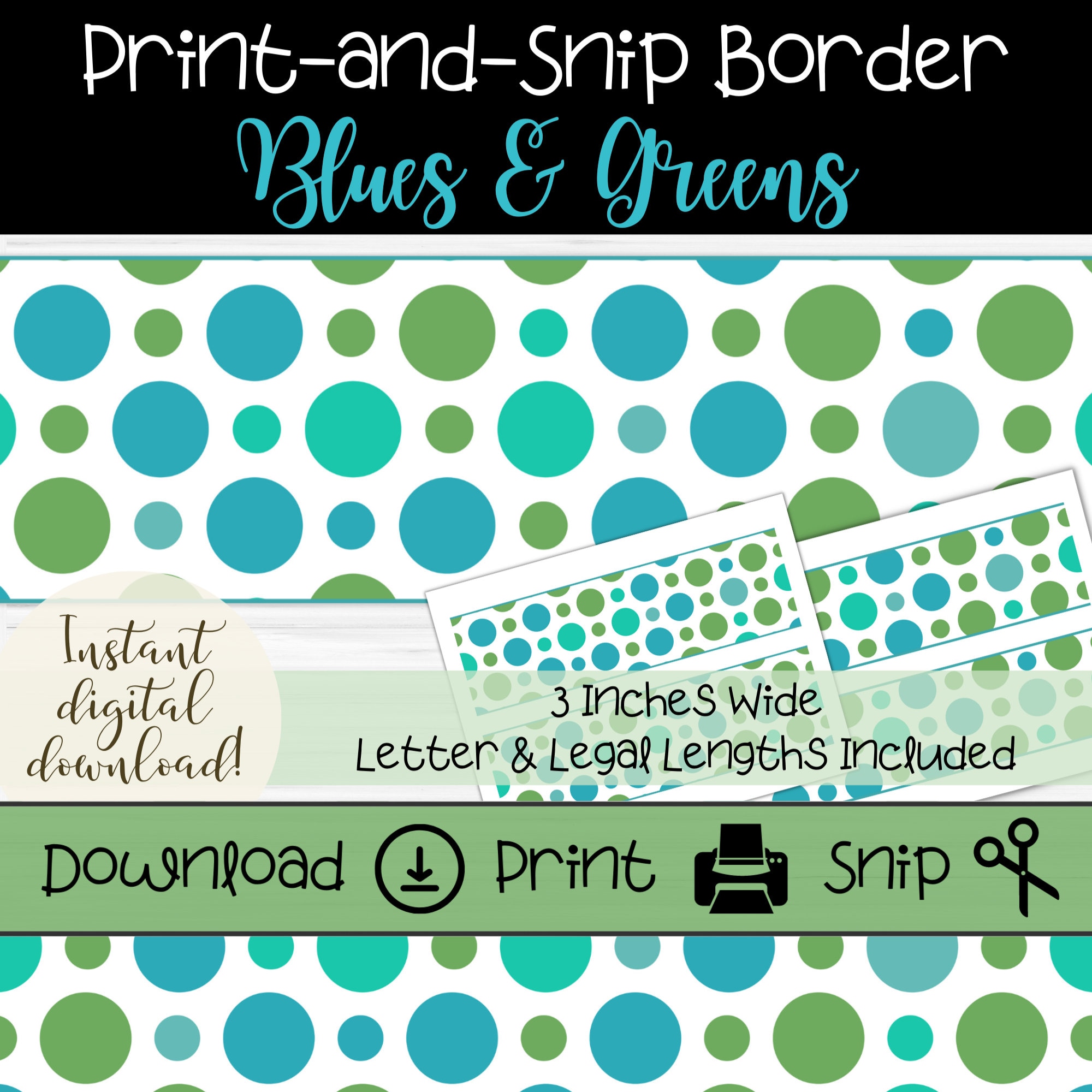 Bulletin Board Border Green & Blue Polka Dot Theme Printable Border ...