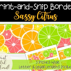 Fruit Themed Bulletin Board Border | Printable Border Strips | Bright ...