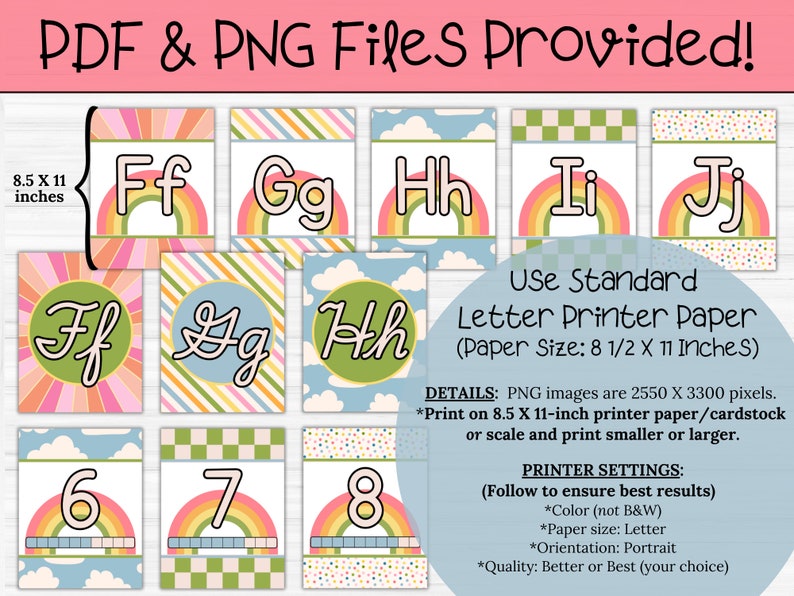 Rainbow Classroom Alphabet and Number Posters | Print & Cursive ...