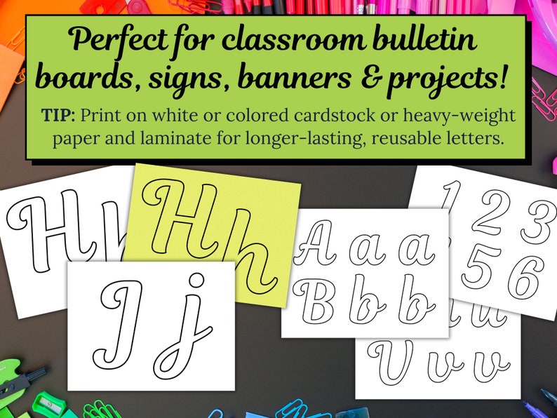 Script Font Bulletin Board Letters: 3-inch & 5-inch Stencils (PDF ...