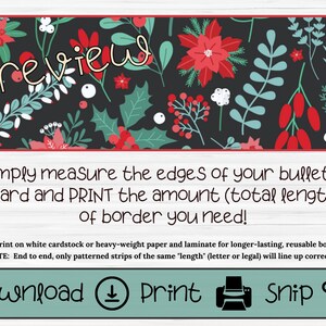 Poinsettias and Holly Bulletin Board Border, Printable Trim for Teacher ...