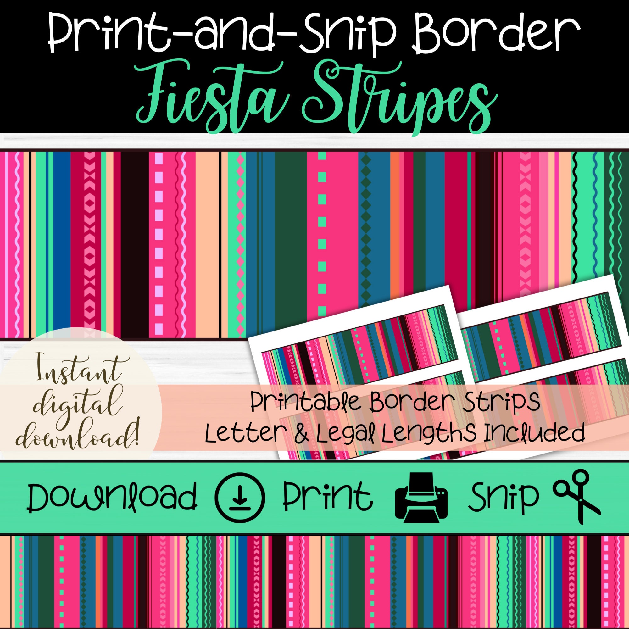 Fiesta Bulletin Board Border Printable Border Strips Cinco De Mayo ...