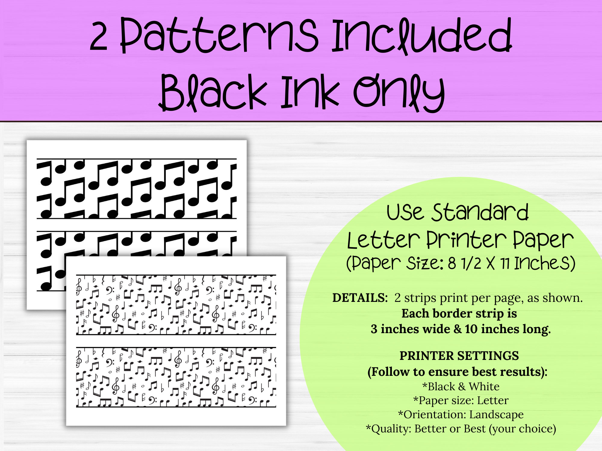 Music Notes Bulletin Board Border Strips Printable Music Borders ...