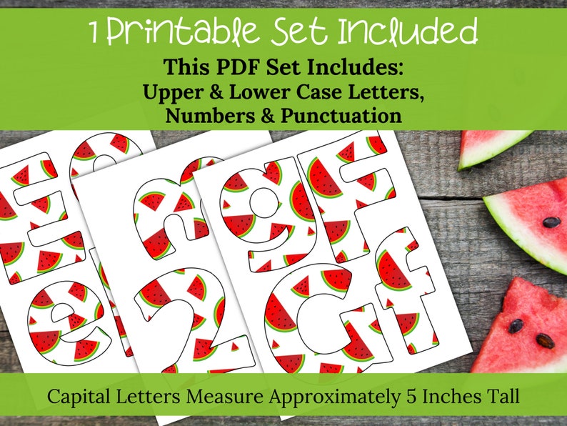 Watermelon Bulletin Board Letter Set Printable Letter Set for Teachers ...