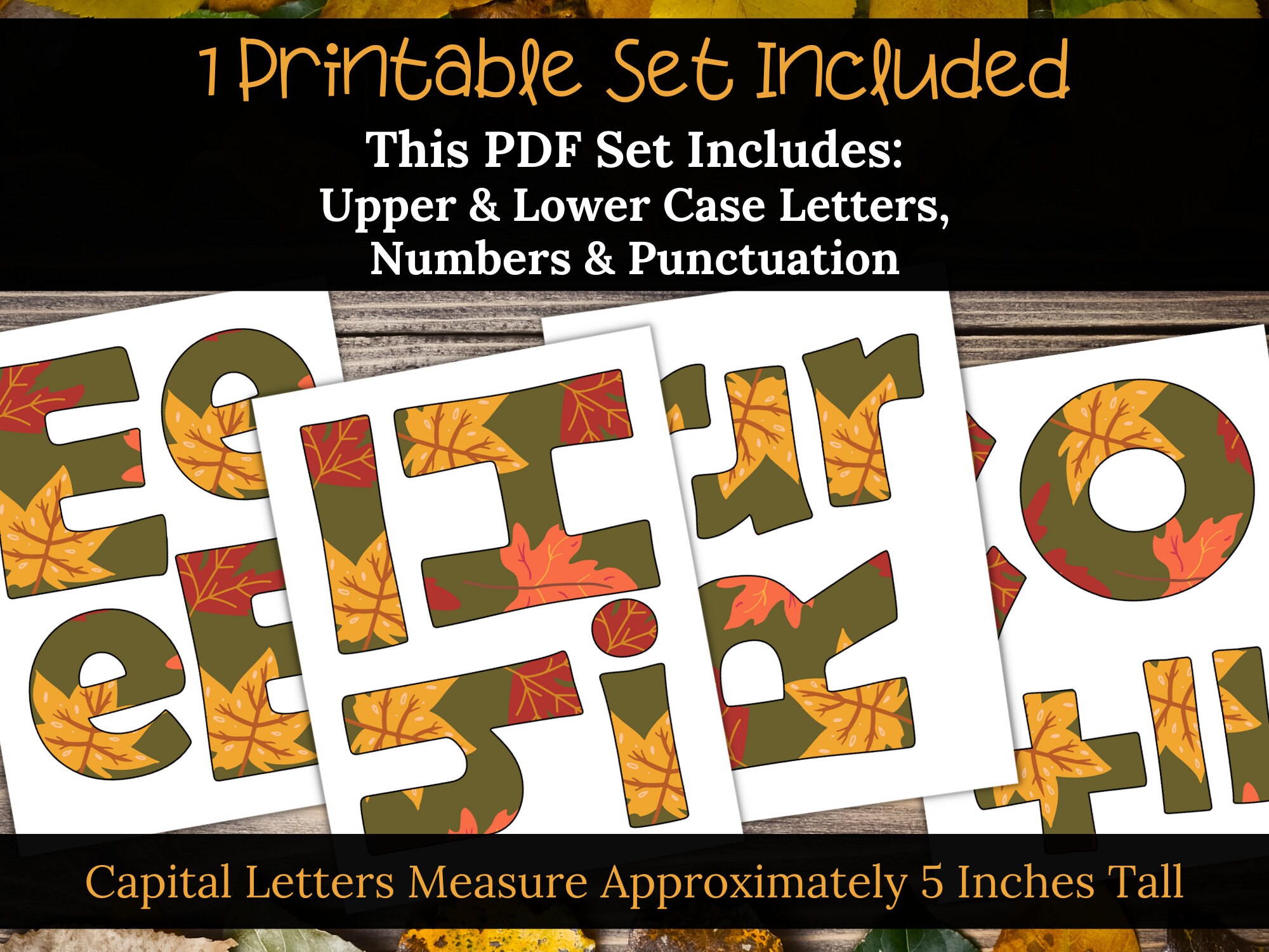Fall Leaves Bulletin Board Letters: 5-inch Printable Teacher Set ...