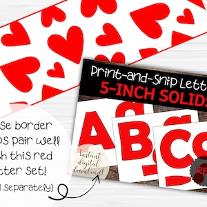 Valentine's Day Bulletin Board Border | Red Hearts Trim (digital ...