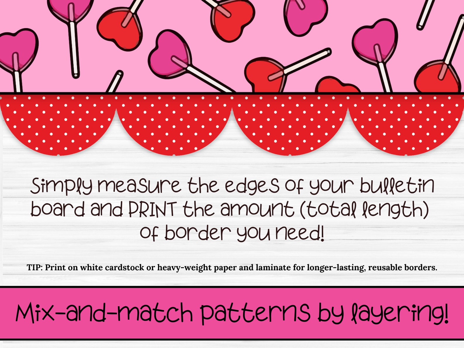 Pink & Red Valentine Bulletin Board Borders Printable Valentine's Day ...