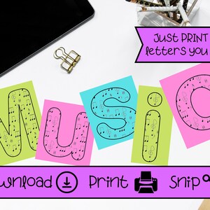 Musical Notes & Symbols Bulletin Board Letters Set for Music Teachers ...