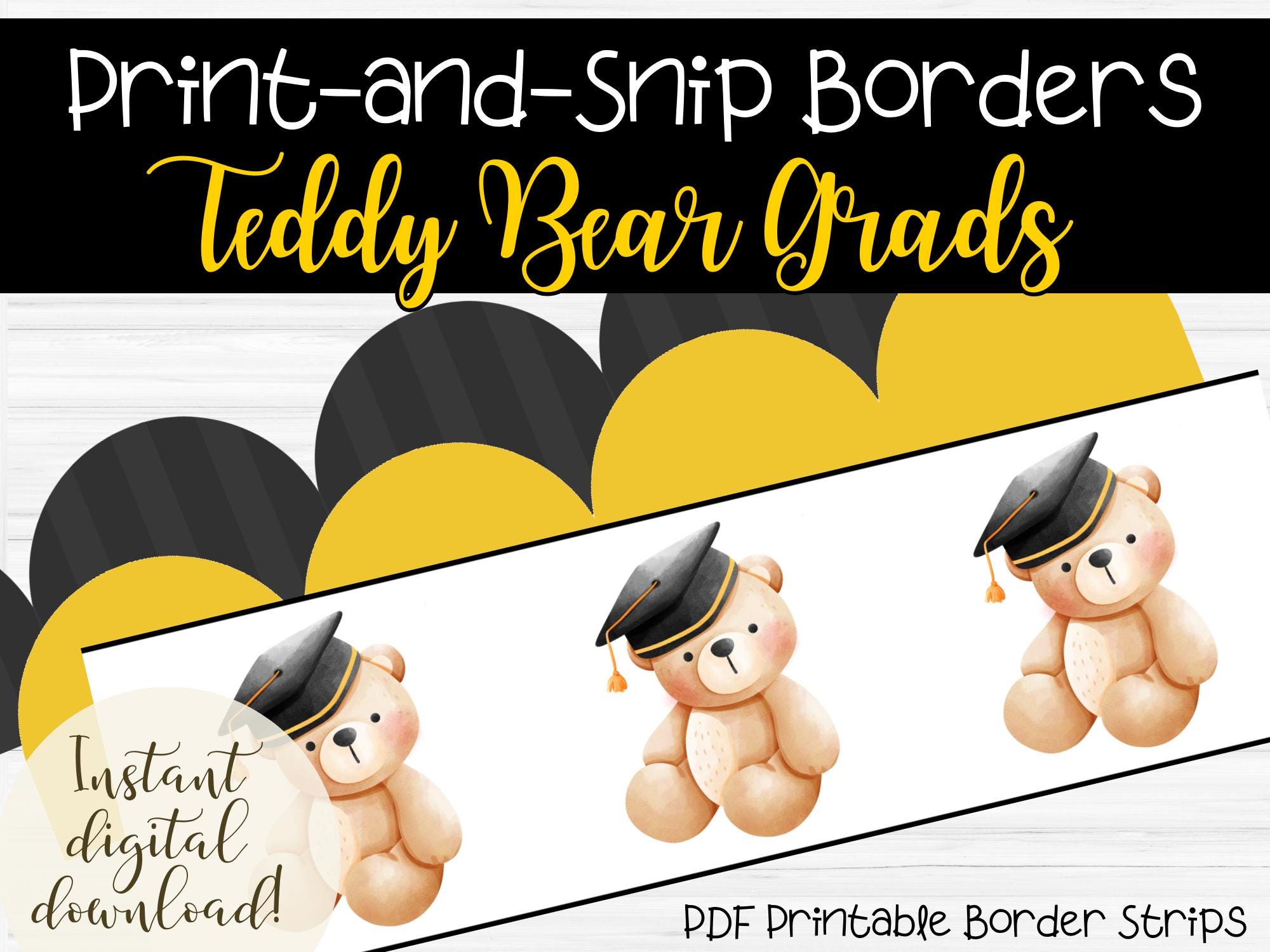 Teddy Bear Graduation Bulletin Board Borders | Printable Trim (digital ...
