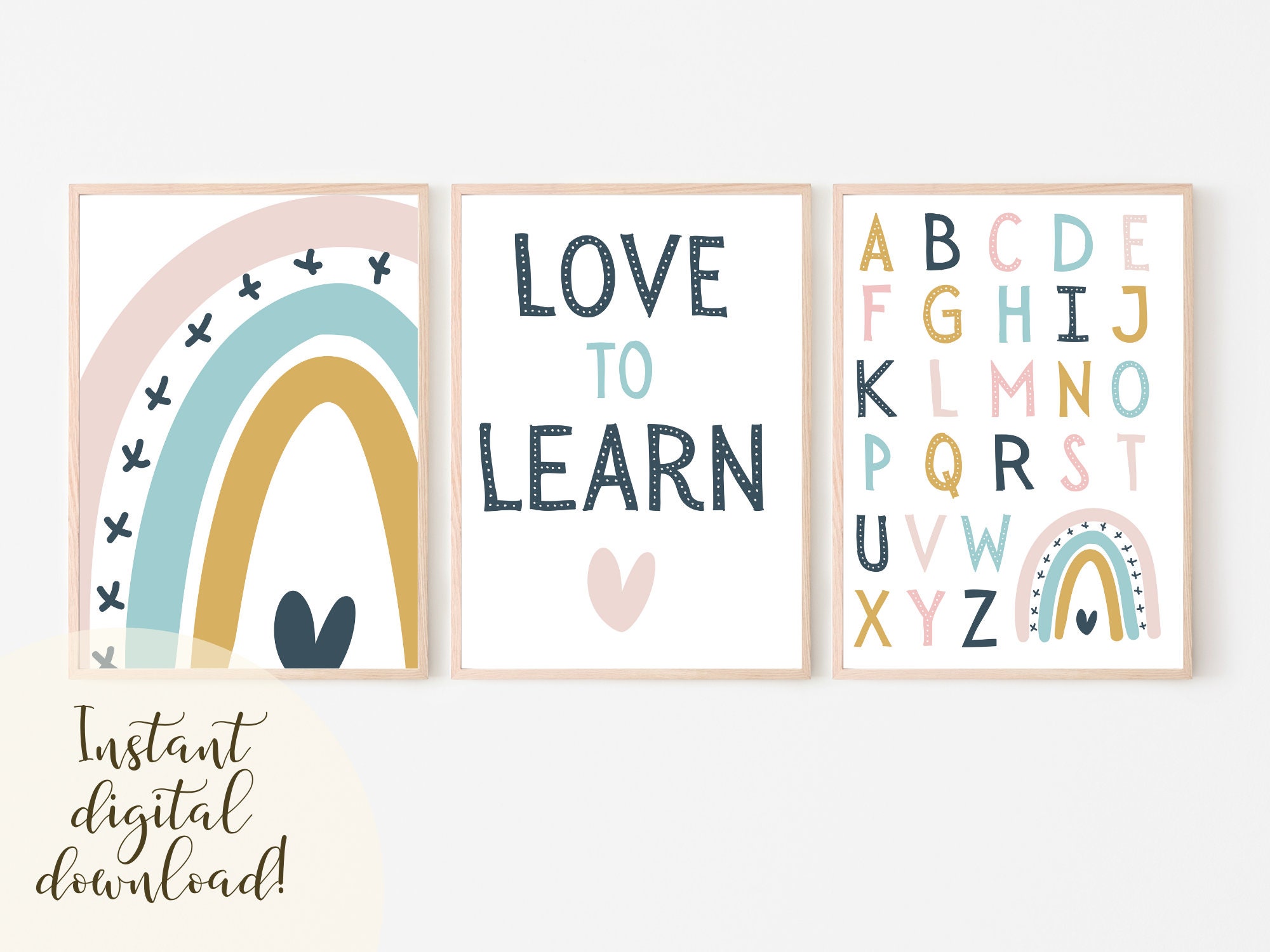 Boho Rainbow & Alphabet Prints Printable Classroom Wall Art - Etsy