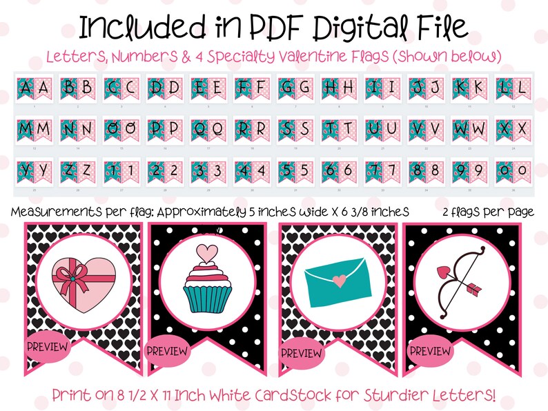 Printable Valentine's Day Bunting Flags February Parties - Etsy