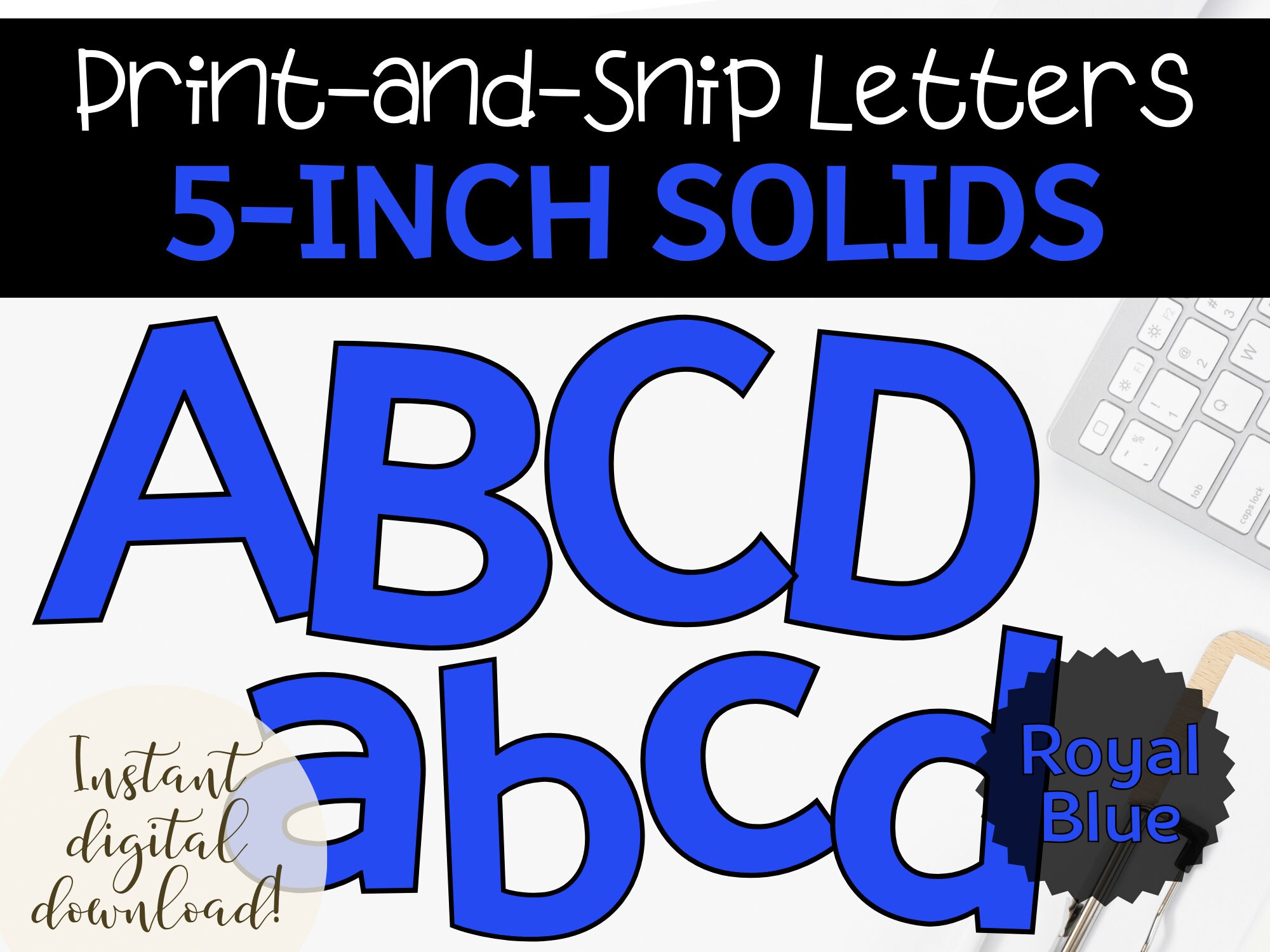 Royal Blue Letter Set Printable Bulletin Board Letters DIY Signs ...
