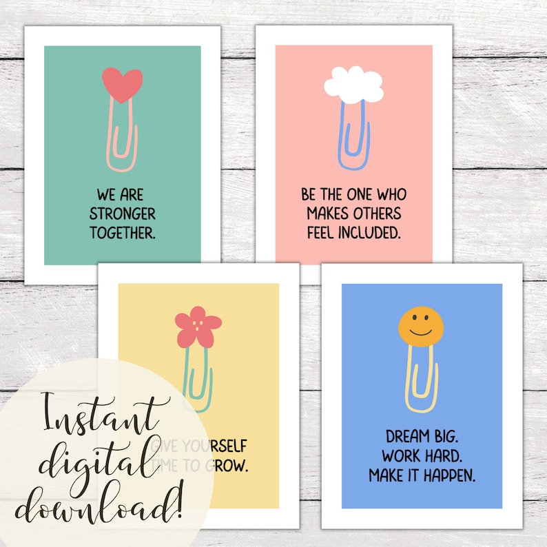 Motivational Classroom Posters: Growth Mindset, Smiley Faces (digital ...