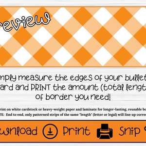 Orange Gingham Bulletin Board Border: Printable Fall Classroom Decor ...
