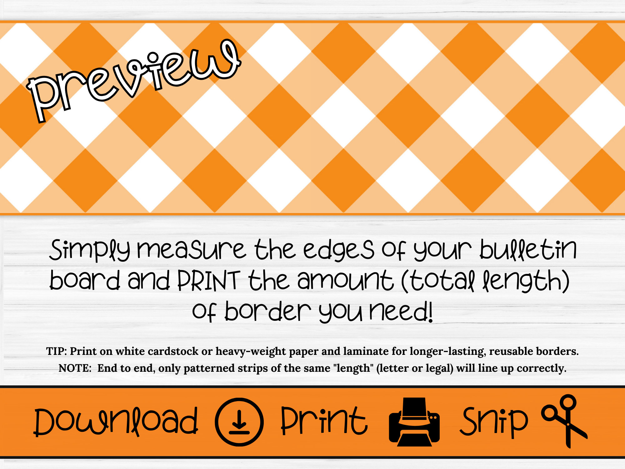 Orange Gingham Bulletin Board Border: Printable Fall Classroom Decor ...