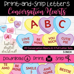 Valentine's Day Conversation Heart Letters: Printable Candy Theme ...