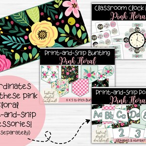 Floral Bulletin Board Border | Pink Floral Theme | Printable Border ...