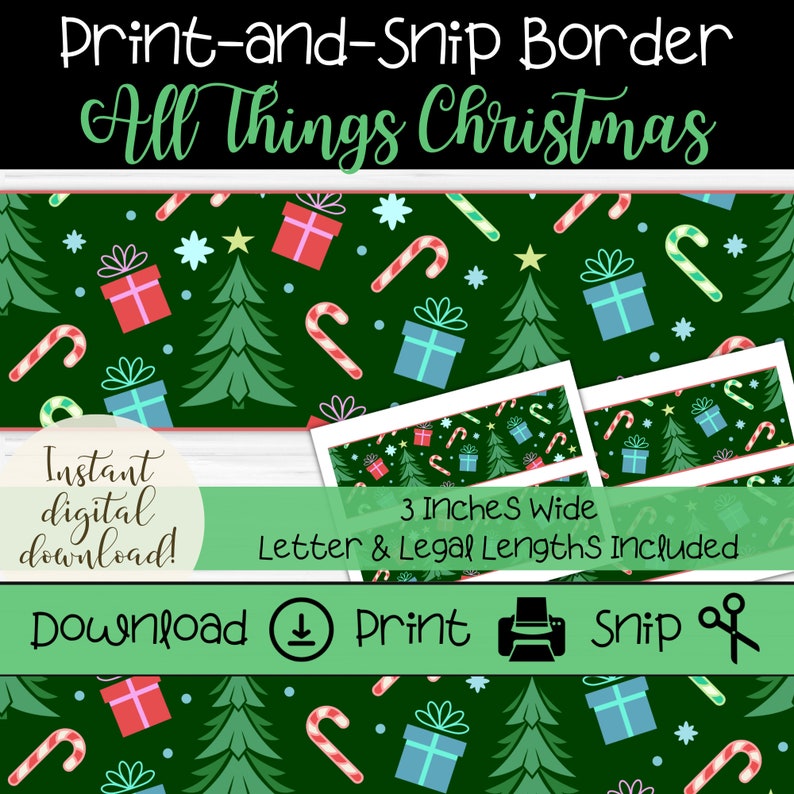 Christmas Bulletin Board Border Printable Holiday Border Strips for ...
