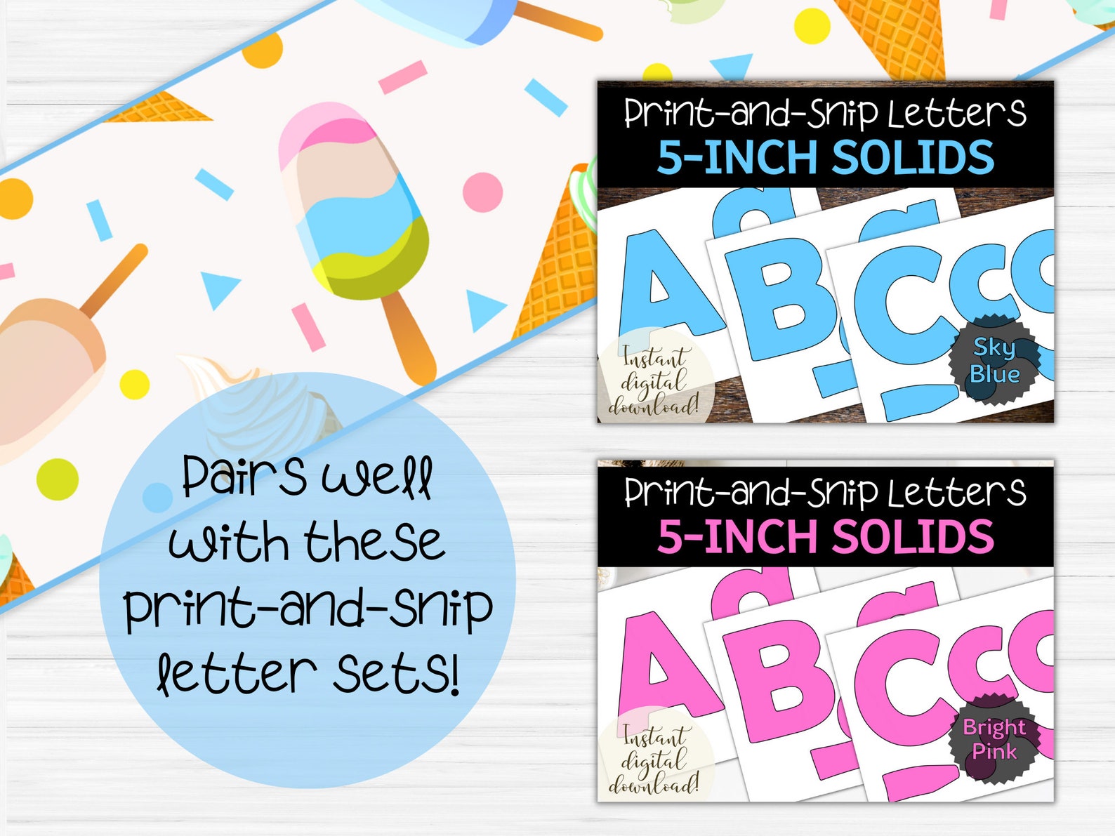 Ice Cream Party Bulletin Board Border Strips Printable Trim - Etsy